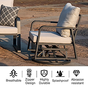SUGOLD Aluminum Outdoor Swivel Rocking Chairs 2 Piece Set，Swivel Patio Chairs for Porch Deck Balcony Garden (Silver Gray)