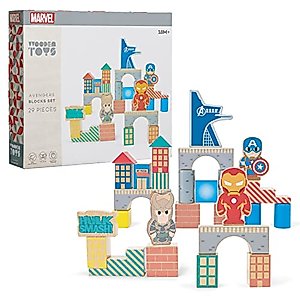 Disney Marvel Wooden, Avengers 29-Piece Block Set, Kids Toys for Ages 18 Month, Amazon Exclusive