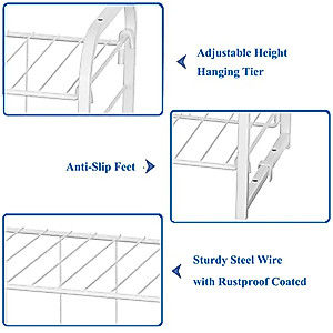 GEDLIRE Water Bottle Organizer for Cabinet, Height Adjustable Tumbler Storage Holder Rack for Sports Flask Insulated Travel Mug, Cup Organizer Shelf for Kitchen Countertop, Pantry Organization, White