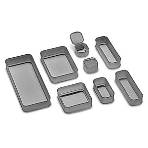 madesmart Junk Drawer Organizer Stack & Slide-CARBON COLLECTION Multi-Purpose, Stackable, Lidded Bins, Non-Slip Rubber Feet, Large