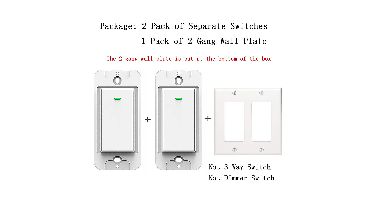 Lesim 2-Gang Smart Light Switch – Alexa & Google Control