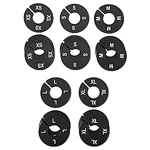 NAHANCO CBWKIT2 Black Round Clothing Size Divider with White Print for Home or Clothing Store, XS-XL, Kit of 25 (5 Sizes of 5 Each), Black w/White Print