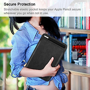Fintie Sleeve with Pencil Holder for iPad Air 11 & Air 5/4, iPad 10th Gen / 9th Gen/Pro 11-inch, Slim Fit Vegan Leather Protective Cover Carrying Case Bag, Black