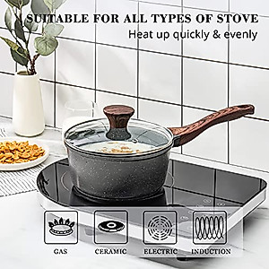 SENSARTE Nonstick Sauce Pan with Lid, 2QT Small Sauce Pot with Swiss Granite Coating, Stay-cool Handle, Multipurpose Handy Little Saucepan, Induction Capable, PFOA Free