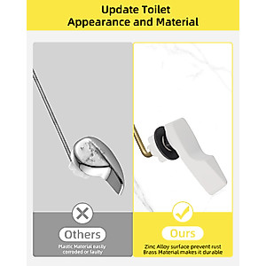 Hibbent Toilet Handle Replacement, Front Mount Tank Flush Lever Handle Compatible with American Standard, Toilet Trip Lever with Stainless Steel Flapper Chains, White