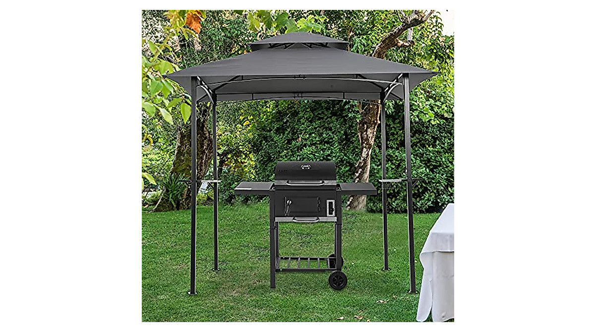 8' x 5' Grill Gazebo Replacement Canopy - Durable Gray Cover