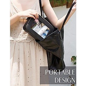 Popvibe Clear Makeup Case Black Toiletry Bag Travel Medium Clear Cosmetic Bag with Zipper, Small Make Up Bag Organizer Traveling TSA Approved Transparent Bag Car for Essentials