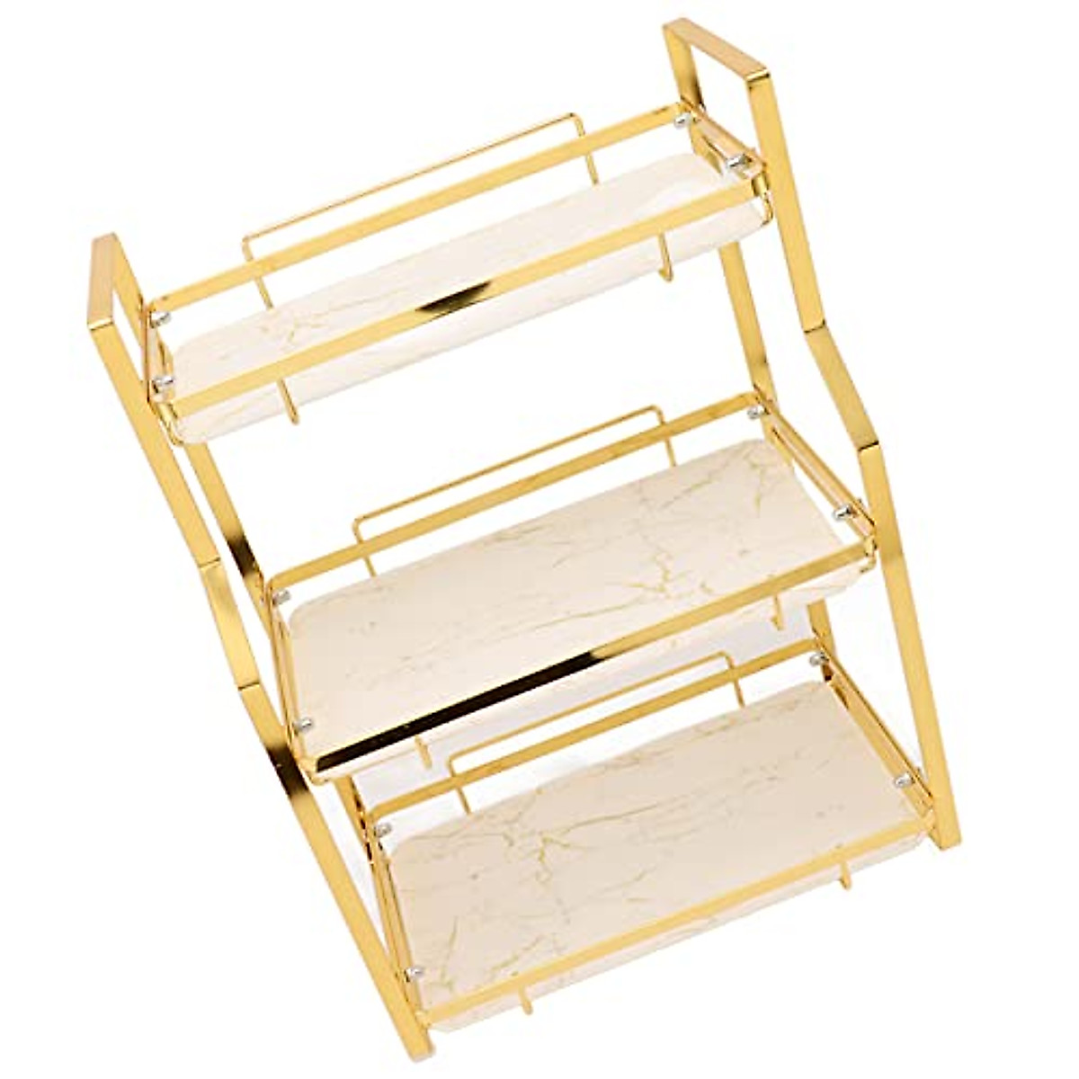 Bathroom Standing Rack, Corner Bathroom Shelf Strong Load Bearing Capacity Stable White and Gold for Kitchen(3 Tier)