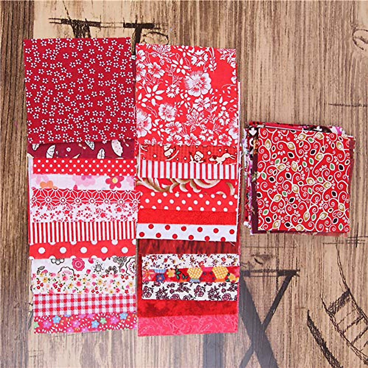 liuqingwind 50Pcs Cotton Fabric DIY Handmade Patchwork Quilting Sewing Craft Scrapbook Cloth Sewing Tissue to Patchwork,Quilting Squares Bundles Red
