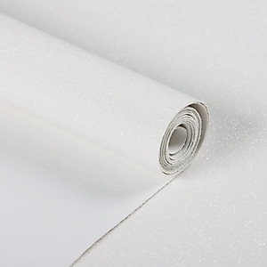 HGUAN Solid Color Glitter Faux Leather Rolls 12"X53"(30cmX135cm),Faux Leather Sheets Very Suitable for Making Crafts, Leather Earrings, Bows,Sewing (White)
