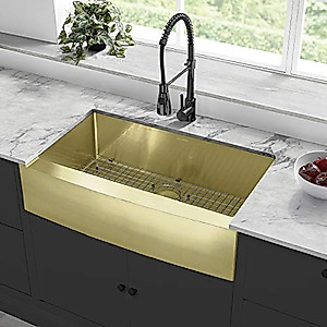 Swiss Madison Rivage 36 x 21 Stainless Steel, Single Basin, Farmhouse Kitchen Sink with Apron in Gold