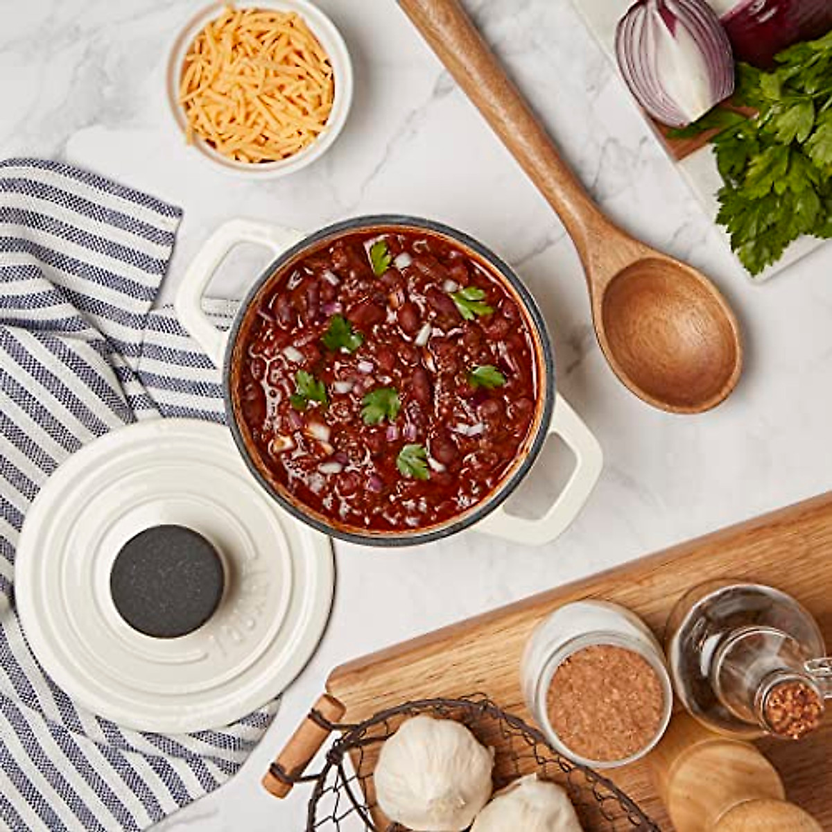 Smith & Clark 1-Quart Enameled Cast Iron Dutch Oven Pot with Lid, Ivory White