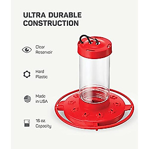 Hummingbird Feeder 16 oz [Set of 2] Plastic Hummingbird Feeders for Outdoors - Humming Bird Feeders - 10 Feeding Ports - Wide Mouth for Easy Filling/2 Part Base for Easy Cleaning