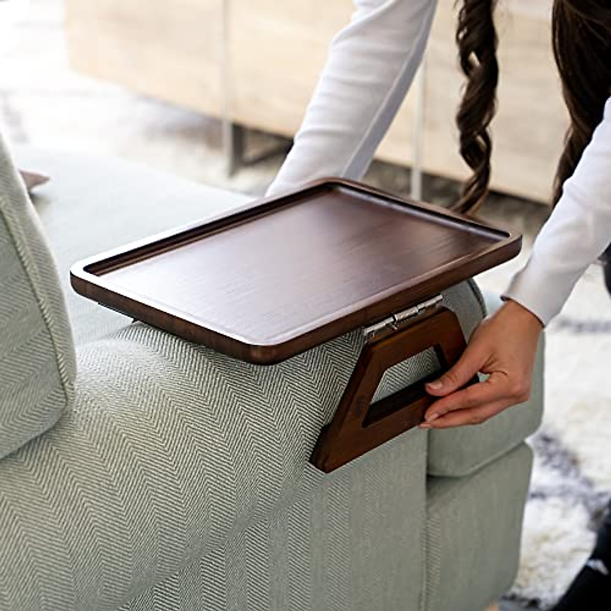 Shamrock Home Couch Arm Table Clip On Tray Sofa Table for Couches. Couch Arm Tray Table, Portable Table, TV Table and Side Tables for Small Spaces. Stable Sofa Arm Table for Eating and Drink Table