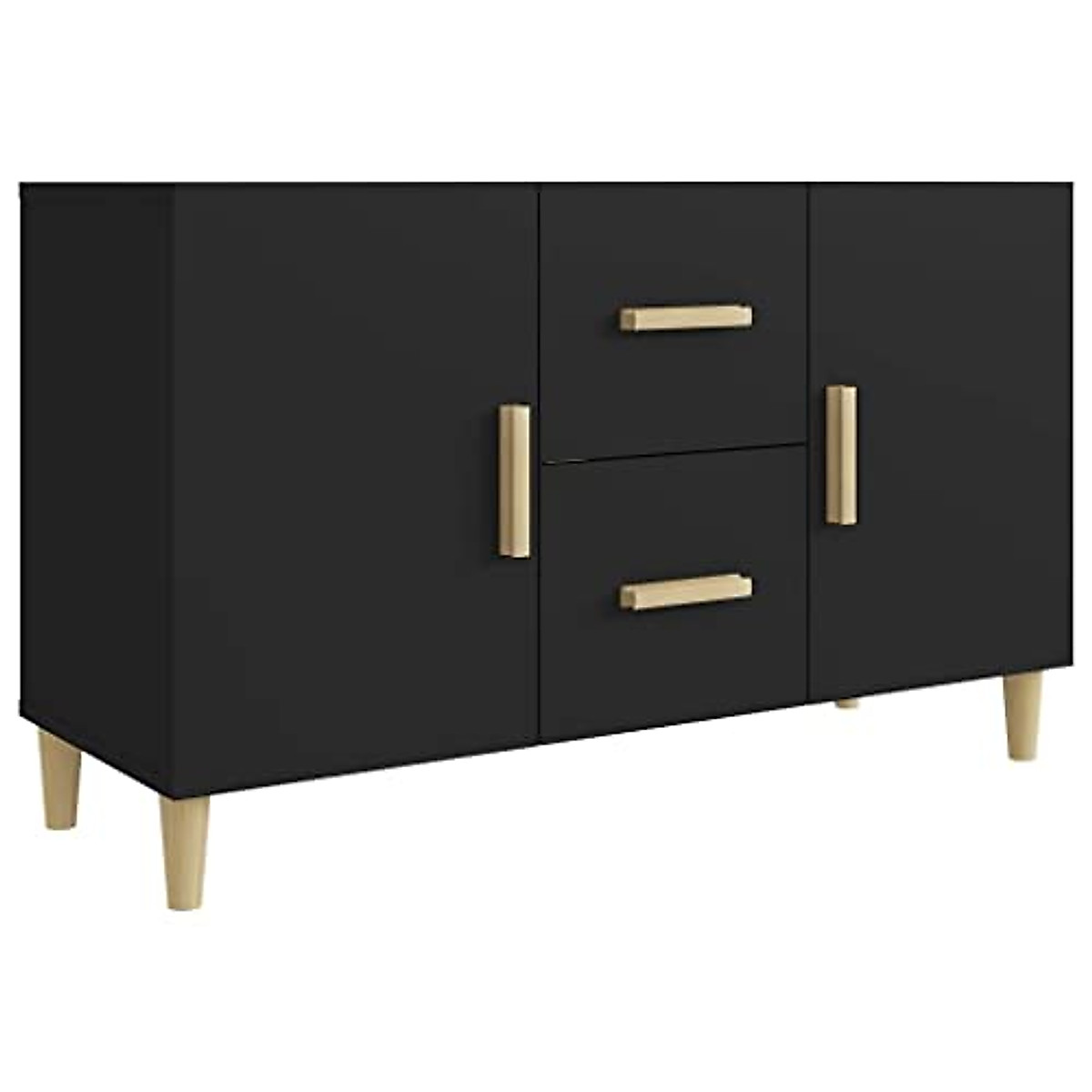 loibinfen Sideboard Buffet Server Storage Cabinet with Drawers and Doors, Console Table Home Kitchen Sideboard with Wood Legs, Dining Room Furniture Cupboard, Black 39.4"x14.2"x23.6" -AA