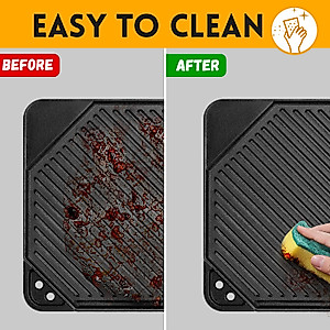 GGC Cast Iron Reversible Griddle, Double-sided Griddle pan for Indoor and Outdoor Cooking, 20 x 10.5 Baking Flat and Ribbed Griddle Plate for Stove Tops, Gas Grills and Camping