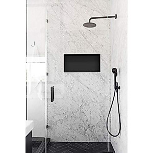 Shower Niche - NO TILE NEEDED 24" X 12" Powder Coat Black Recessed Single Shelf Organizer – Best Modern In Wall Bathroom Accessory for Shower or Tub Storage | Nook Insert Holds Soap Bottles Toiletries