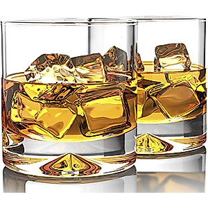 Mofado Weighted Crystal Whiskey Glasses - 12oz (Set of 2) - Thick, Stable, Heavy Hand Blown Crystal in a Gift Box - Perfect for Scotch, Bourbon, Manhattans, Old Fashioned Cocktails
