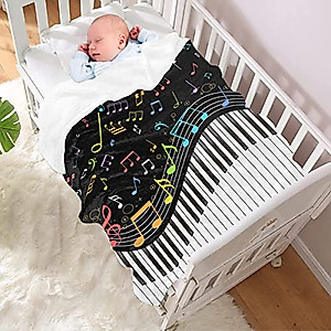 Music Note Piano Throw Blanket Soft Cozy Flannel Blankets Lightweight Quilt for Bed Couch Sofa Room Decoration Gift for Kid Teens Adults 80 x 60 in L for Adults