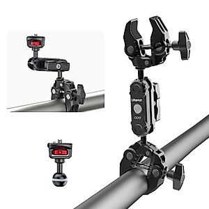 ULANZI Super Clamp Double Camera Clamp with 1/4" Adapter, CO17 Crab Plier Clip Bracket Mount Monitor Magic Arm Double Ball Head Adapter for Photo Studio Light Stand, Photo Boom Stand, Cross Bars