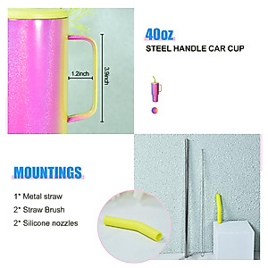 AGH 40oz Tumbler with Handle and Straw Lid, 18/8 Stainless Steel Insulated Coffee Tumbler with lid and straw Leak Proof Travel Mug, Cupholder Friendly Water Bottle for Car Camping, 1 Pack