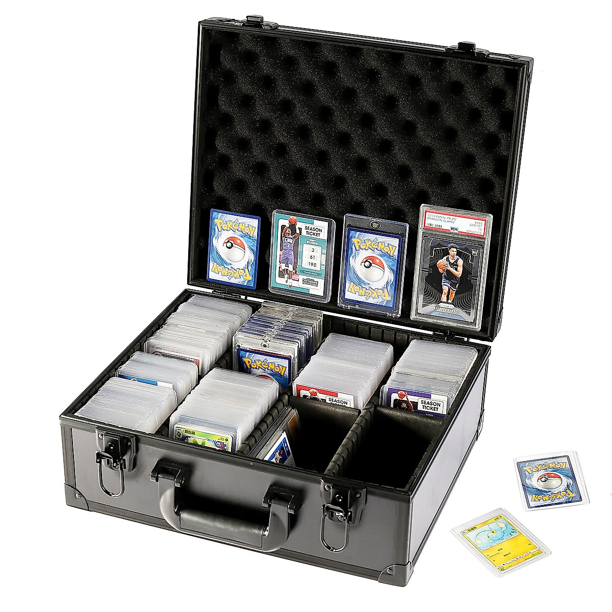 Azamou Toploaders Storage Box fits 3" x 4" 35pt Rigid Card, Trading Cards, Sports Cards，Graded Card ，Rating card， 7 DIY Sponge partition (Holds 600+ Toploaders)