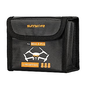 Anbee Lipo Battery Safe Bag Fireproof Safety Charging Storage Bag Compatible with DJI Mini 3/3 Pro RC Drone (Large, For 3pcs batteries)