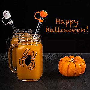 10 Pcs Halloween Straw Cover Cap for Stanley Cup, 3D Halloween Straw Topper for Stanley 30&40 Oz Tumbler 10mm 0.4in Silicone Straw Protectors Drinking Straw Tips Lids Cup Accessories