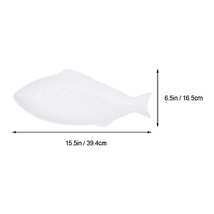 DOITOOL White Ceramic Fish Plate Unique Design Fish Serving Platter Dish, Fish Shape Platter for Fish, Sushi, Fruit or Cheese for Kitchen Restaurant Tableware ( White ) Serving Platter