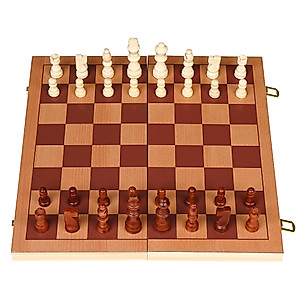 Sterling Games Chess, Checkers, Backgammon Game 3 in 1 Combo Set | 15 inch Wooden Folding Chess Board Game Set for Kids and Adults