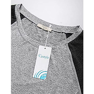 Cestyle Womens Activewear Tops, Teen Girls Raglan Shirt O-Neck Versatile Workout Clothes for Women Shirts to wear with Leggings Running Performance Tunic Daily Wear Grey Large
