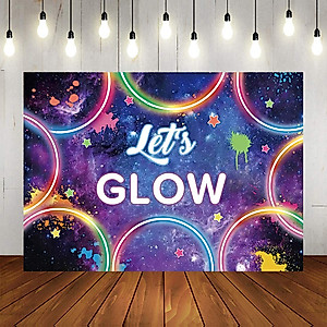 DULUDA 5X3FT Glow Neon Party Backdrop Colorful Laser Ray Splatter Photography Background Graffiti Spray Paint Disco Retro Dance in The Dark Night Birthday Banner Decorations Photo Booth Props BD44F