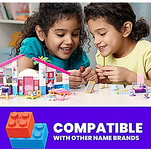 MEGA Barbie Building Toys Playset, Malibu Dream House with 303 Pieces, 2 Micro-Dolls, Accessories and Furniture, 3 Pets