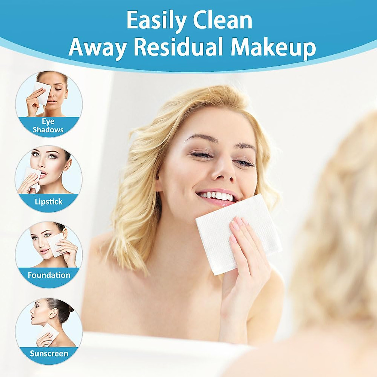 HOMEXCEL Face Towels, Disposable Makeup Remover Wipes Cloth 10" x 12", Soft Lint Free Facial Cleansing Clean Facial Towels, Biodegradable Dry Wipes Face Cloth for Sensitive Skin,50 Count