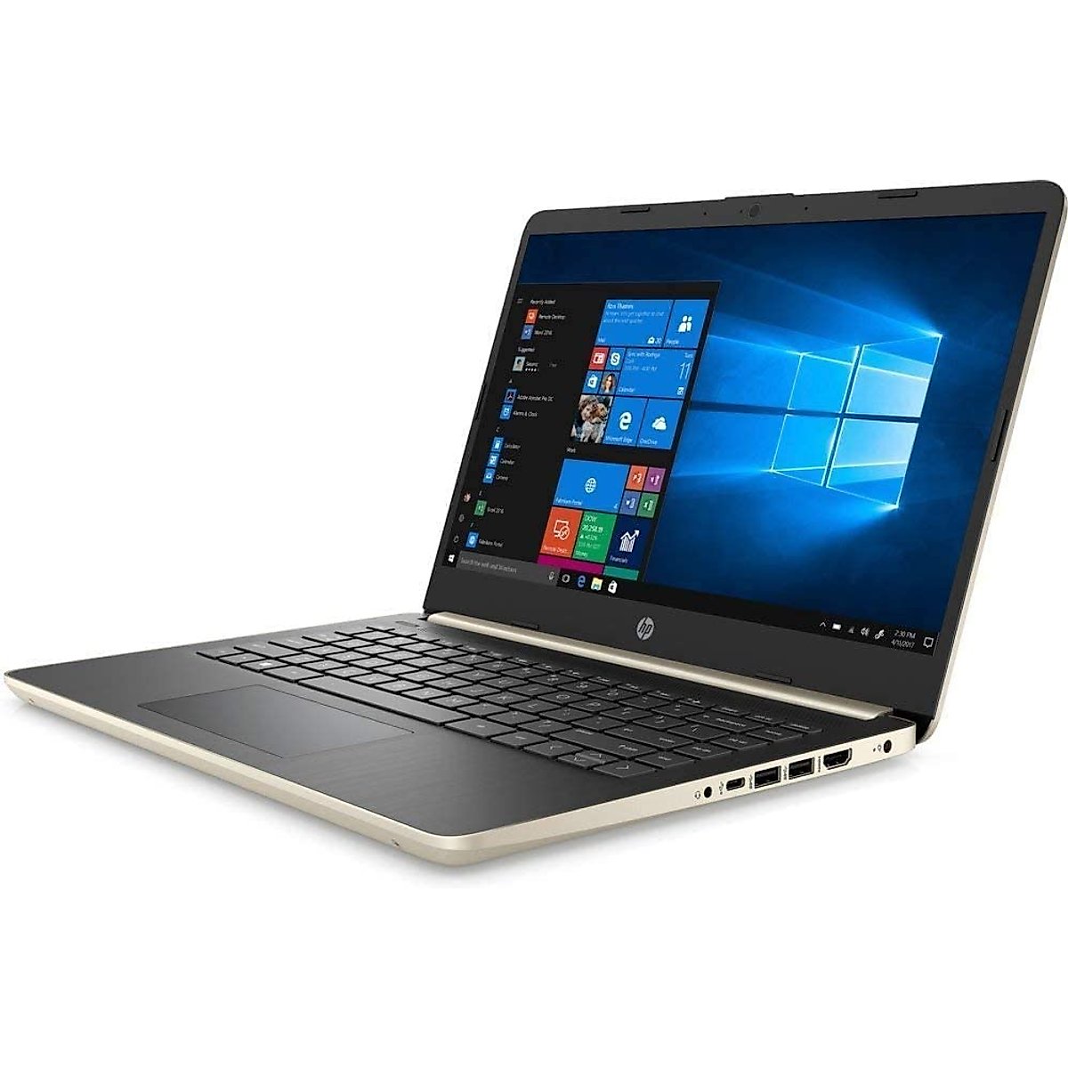 2020 HP 14" HD (1366 x 768) Thin and Light Laptop PC, Intel Celeron N4020 Dual-Core Processor, 4GB DDR4 RAM, 64GB eMMC, HDMI, WiFi, Bluetooth, Webcam, Windows 10 S, 1 Year Microsoft 365, Pale Gold