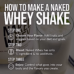 Naked WHEY 5LB 100% Grass Fed Unflavored Whey Protein Powder - US Farms, Only 1 Ingredient, Undenatured - No GMO, Soy or Gluten - No Preservatives - Promote Muscle Growth and Recovery - 76 Servings