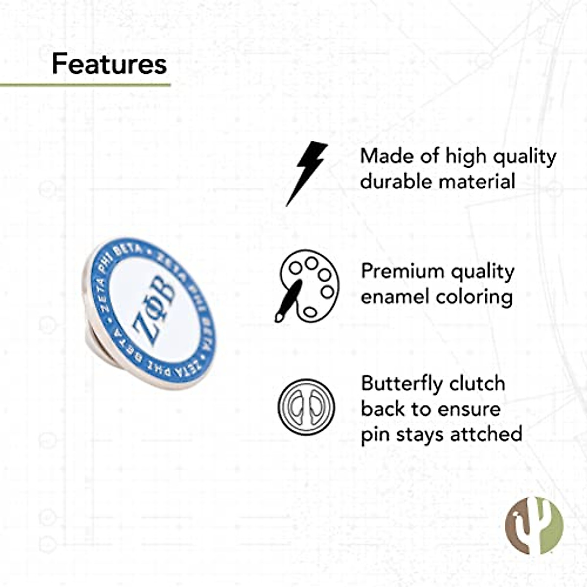Zeta Phi Beta Lapel Pin Enamel Sorority Greek Letter Formal Wear Blazer Jacket (Lapel Pin - Design F)