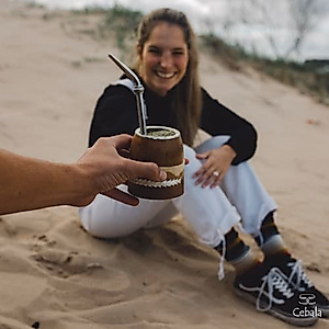 Cebala | Premium yerba mate cup (Mate gourd set) - Uruguayan mate (torpedo mate style)- Includes nickel silver bombilla straw and calabash mate cup