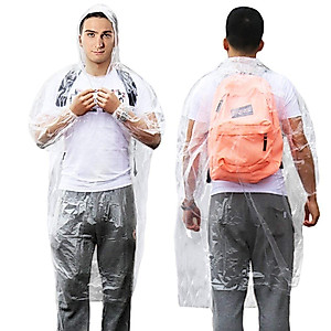 Cosowe Rain Ponchos Disposable for Adults Kids, 5 Pack Clear Raincoats with hood for Emergency Disney Travel Outdoor