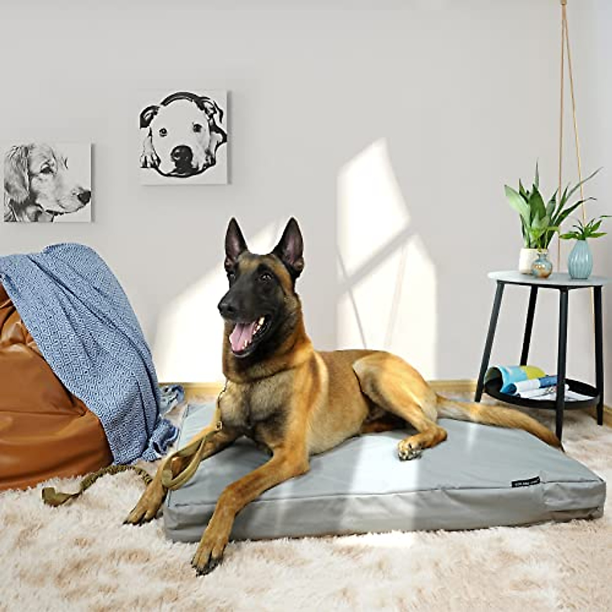 Waterproof Dog Bed Cover Canvas Washable Dog Crate Pad Replacement Cover, 34Lx22Wx3.5H inch, Gray