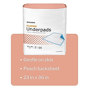 McKesson Classic Underpads, Incontinence Bed Pads, Light Absorbency, 23 in x 36 in, 150 Count