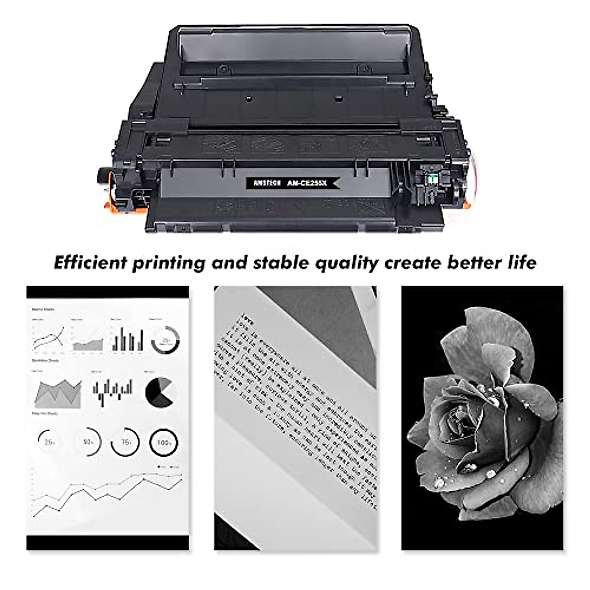 55X CE255X Toner Cartridge Replacement for HP 55X CE255X 55A CE255A Toner Cartridge for HP Enterprise P3015 P3015d P3015dn P3015x P3011 P3016 MFP M521 M525 Printer (Black, 1-Pack, High Yield)