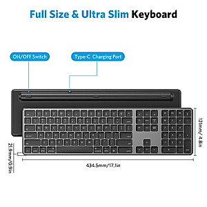 OMOTON Bluetooth Keyboard Compatible with Mac, with Numeric Keypad, Rechargeable Wireless Keyboard Compatible with MacBook Pro/Air, iMac, Mac Mini/Pro Laptop and PC