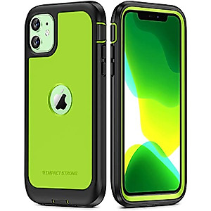 ImpactStrong Compatible with iPhone 11 Case, Full Body Heavy Duty Protective Case Full Body Cover Designed for iPhone 11 (2X Glass Screen Protector Included) - Lime Green