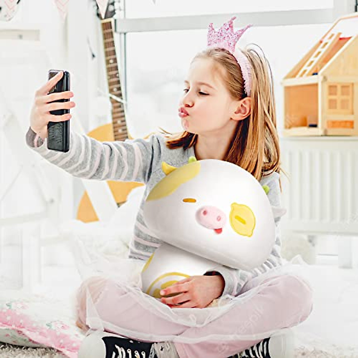 Mewaii 14 Inch Mushroom Plush, Cute Lemon Cow Plush Pillow Soft Plushies Squishy Throw Pillow, Kawaii Lemon Cow Stuffed Animals Kawaii Plush Toys Decoration Gift for Girls Boys