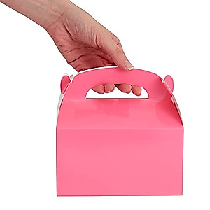 BLUE PANDA 24 Pack Pink Party Gable Treat Boxes for Favors, Goodie Gift Box with Handles for Birthdays (6.2 x 3.5 x 3.6 In)