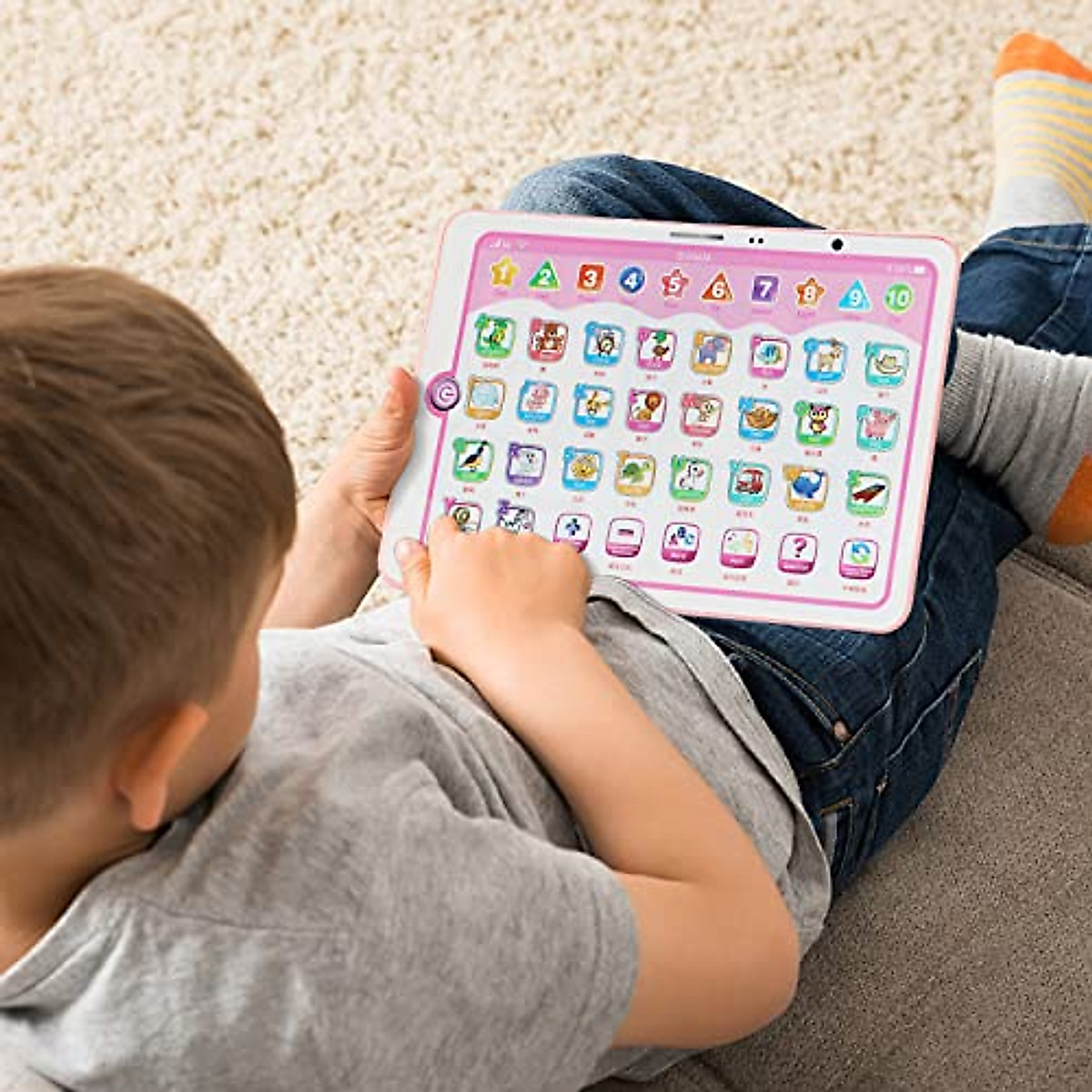High Definition Pattern Kids Tablet Boys Learning Tablet Pc, Numbers, Math, Early Development Interactive Electronic Toy Baby Toys for Boys and Girls