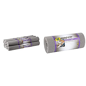 Duck Select Grip Easy Liner Shelf Liner 20" x 6' Kitchen Pack, 6-Rolls, Light Grey & EasyLiner Shelf Liner, Non-Adhesive Select Grip, 12" x 24', 1-Roll, Light Grey