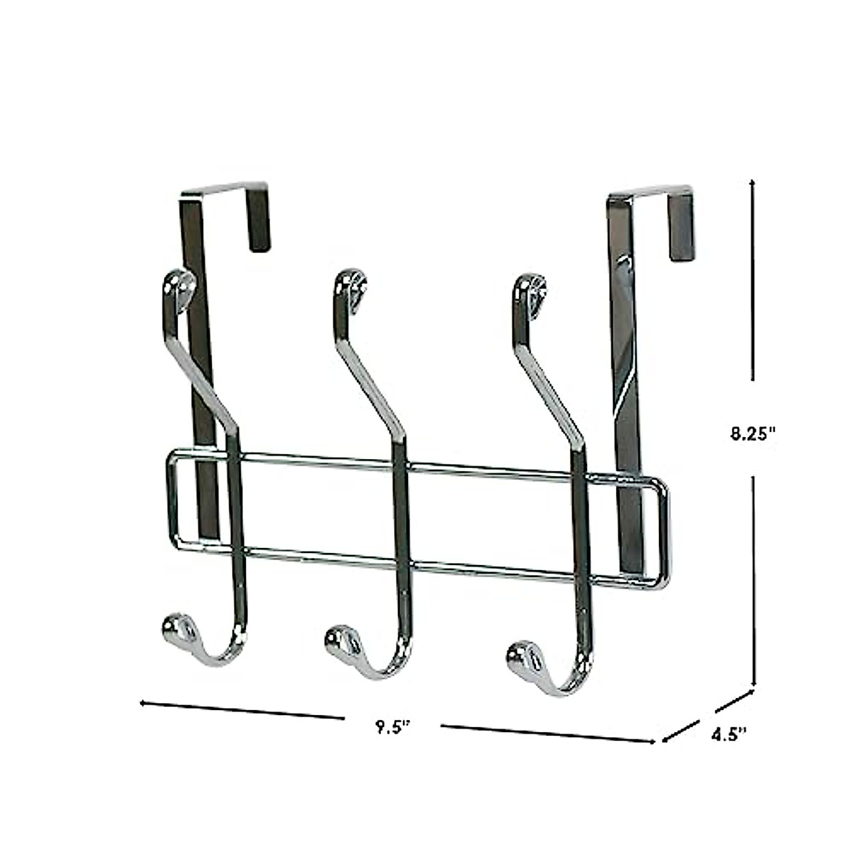 Home Basics 3 Dual Hook Over the Door Hanging Organizing Rack, Multi-purpose for Hanging Clothes, Towels, Coats, Rust Resistant, Chrome