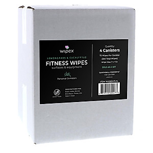Wipex Fitness Equipment Wipes | Use as Gym Wipes for Equipment, Yoga Mat Cleaner, Peloton Bike Cleaner, Exercise Machine Wipes | Lemongrass, Eucalyptus, 75 Natural Wipes per Canister